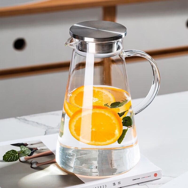Стеклянный кувшин для холодной воды большой емкости, устойчивый к высоким температурам, для охлаждения кипячёной воды, чайный набор, домашний кувшин для сока, взрывозащищённый кувшин для холодной воды.