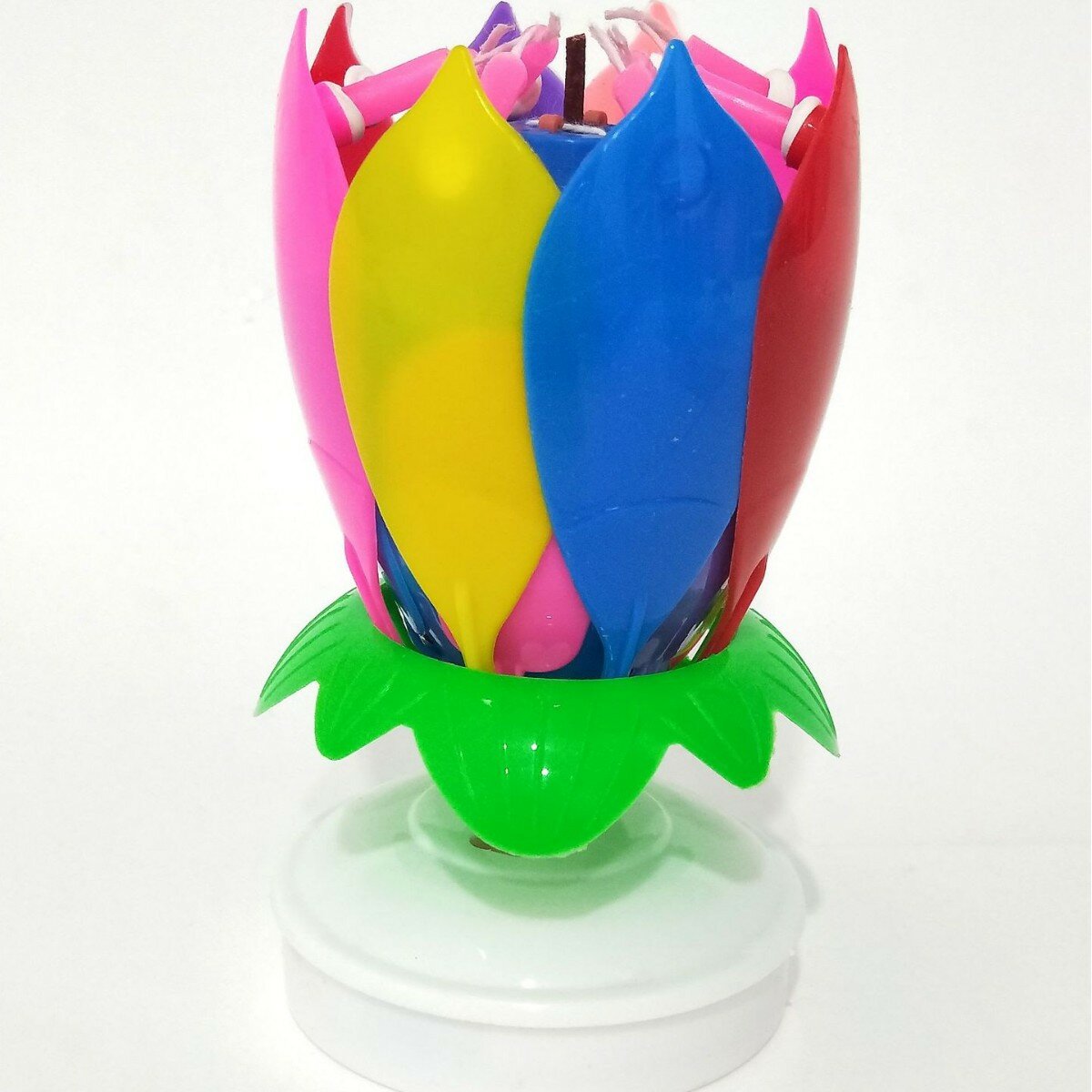 Электронная свеча на день рождения, лотос, двухслойная, вращающаяся, для создания атмосферы на празднике, креативная музыкальная свеча для украшения торта