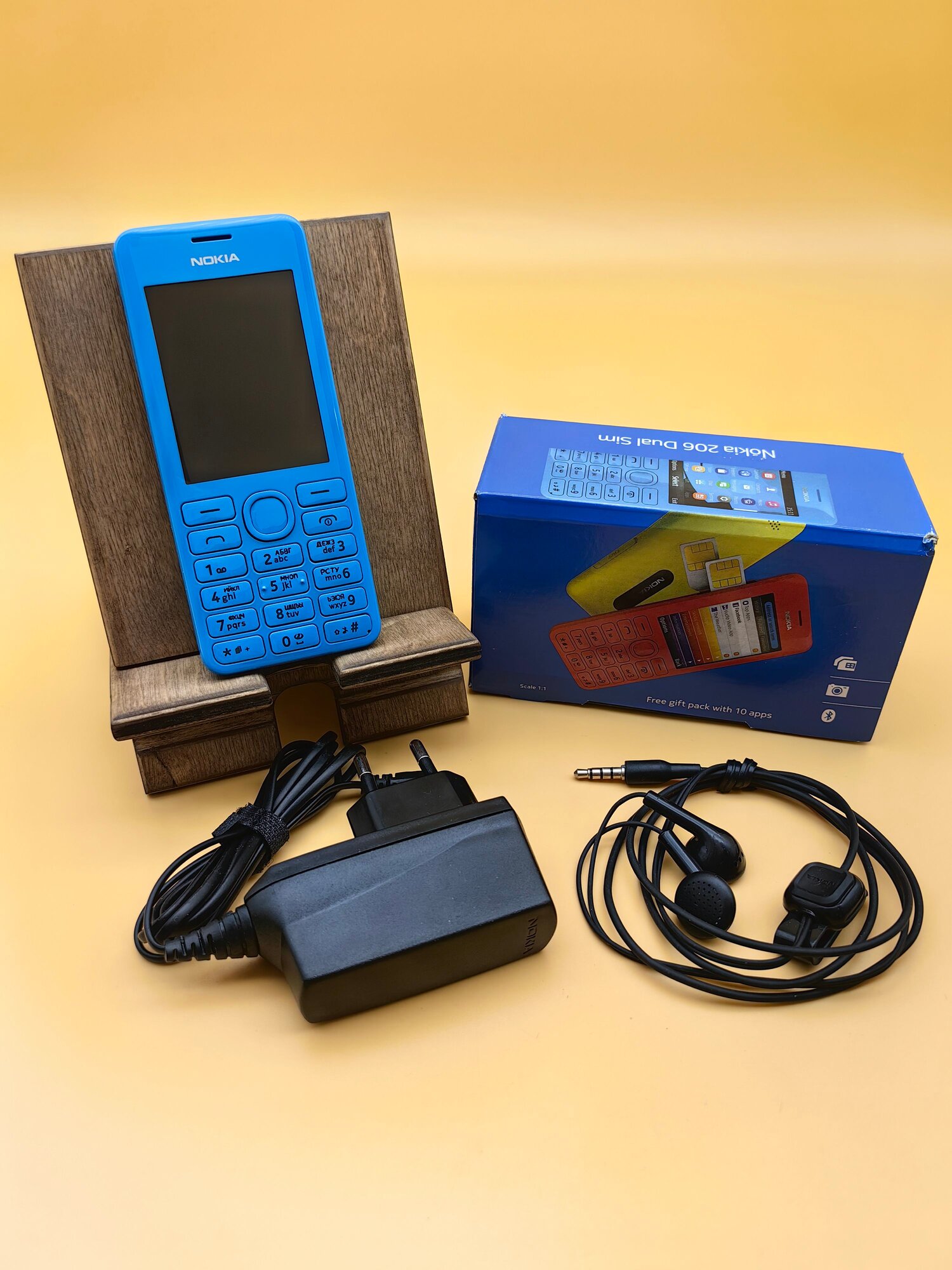 Мобильный раритетный кнопочный телефон Nokia 206 Dual Sim, Синий