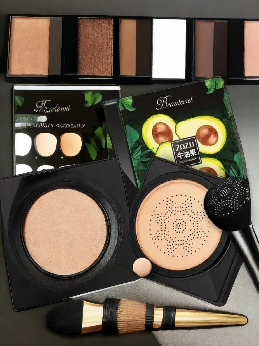 ZOZU Кушон для лица тональный с экстрактом авокадо, оттенок слоновая кость, кушон 3 в 1 тональный крем, ВВ-крем, пудра YAGUA