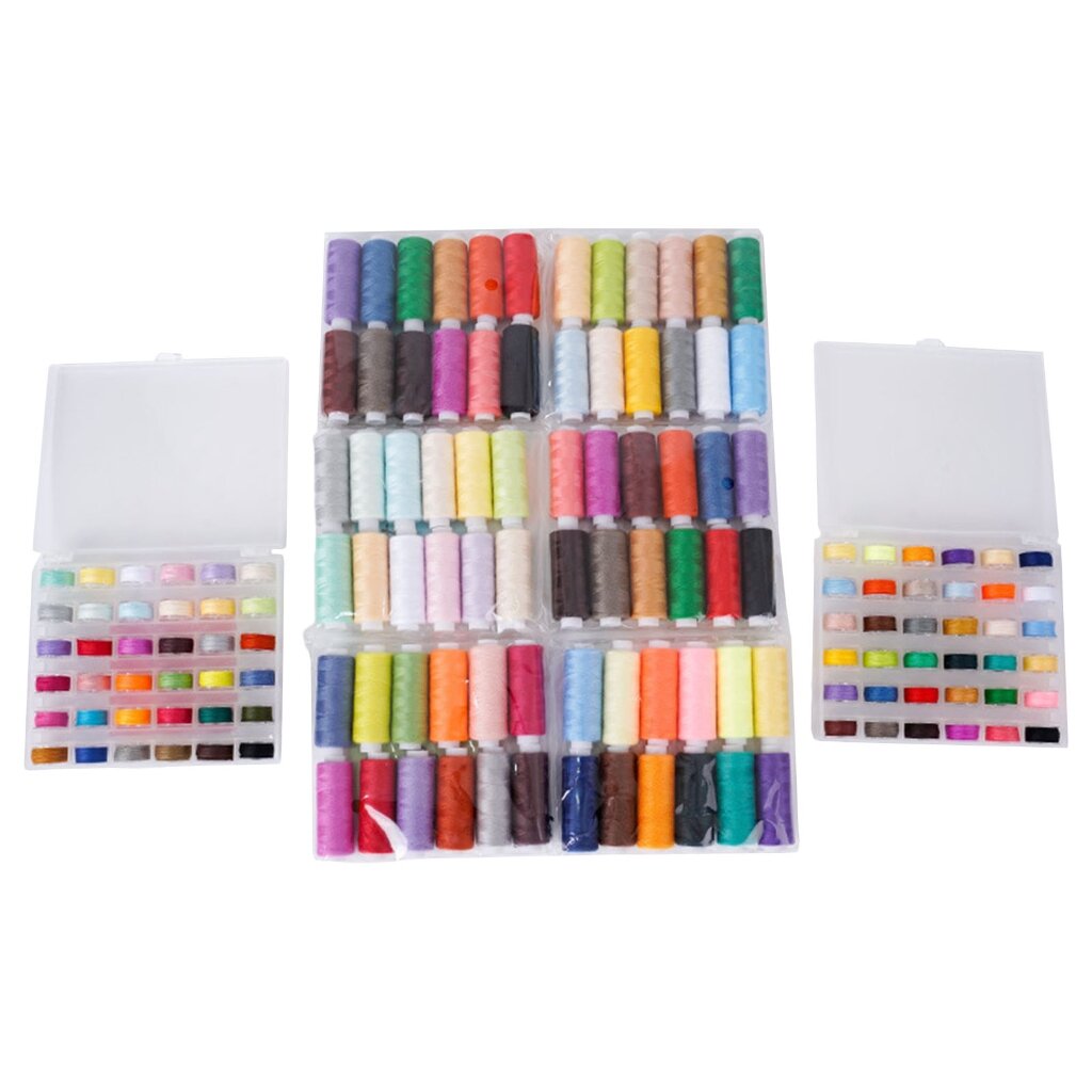 72 цвета, полиэфирная швейная нить, предварительно намотанная шпульная нить с коробкой для хранения для начинающих швейных машин, ручное стегание