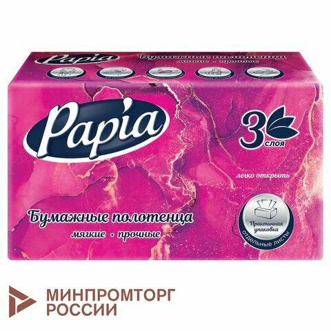15 шт. Полотенца бумажные (1 пачка 100 листов), PAPIA (H3), UNIT PACK, 3-слойные, 23х20,5 см, V-сложение, 5090823