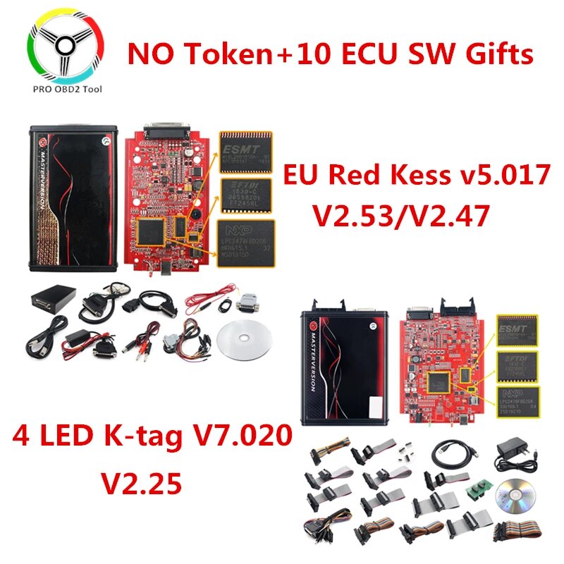 EU Red KESS V5.017 + KTAG V7.020 4 LED
