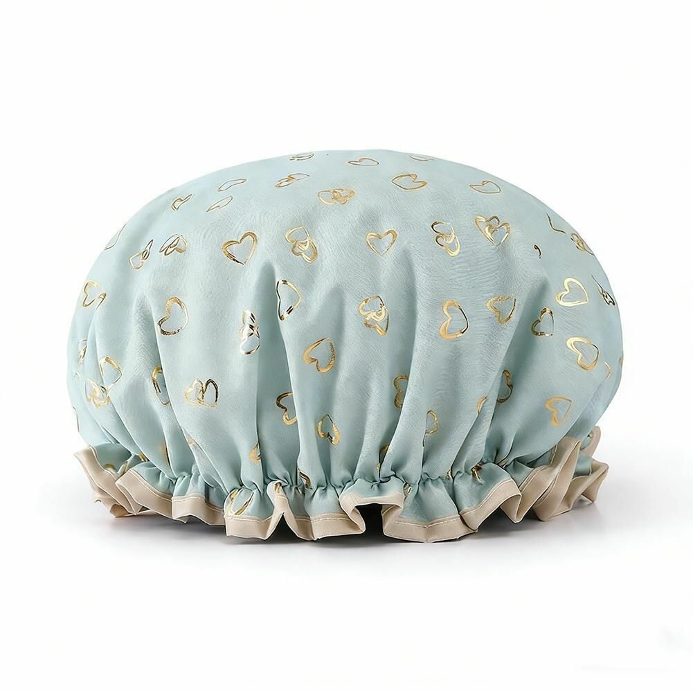 Двухслойная женская шапочка для душа, водонепроницаемая шапочка для волос, печать золотой фольгой.