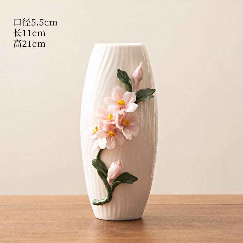 Чистая ручная работа, керамическая ваза из нефрита, свежие цветы, пион, цветочная композиция для гостиной, домашняя ваза для сухих цветов, декор для ресторана