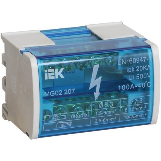 Шина нулевая (кросс-модуль) Iek ШНК 2х7 L+PEN, YND10-2-07-100