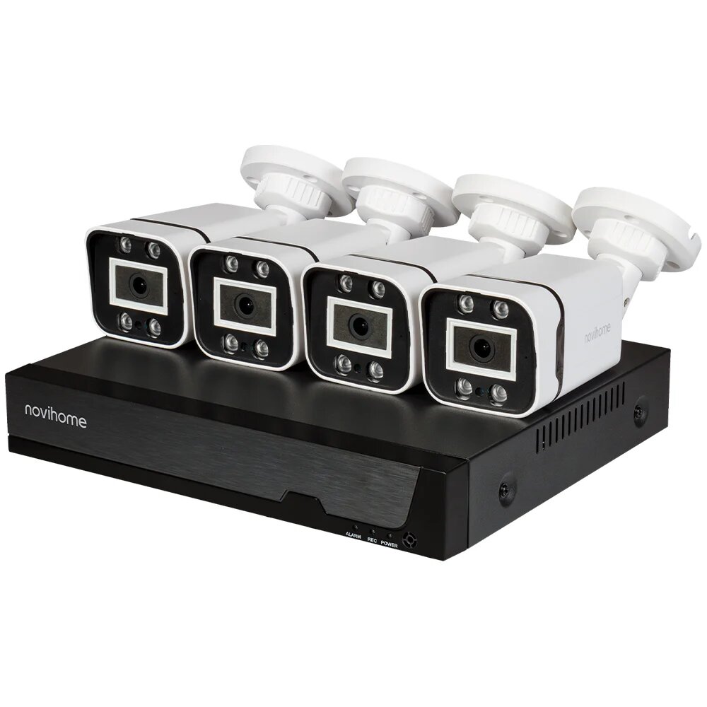 AHD комплект видеорегистратора и 4х видеокамер Novihome POLLUX 4-2 v, 1080P, запись 4 канала 1080N, объектив фиксированный 3.6мм 4524