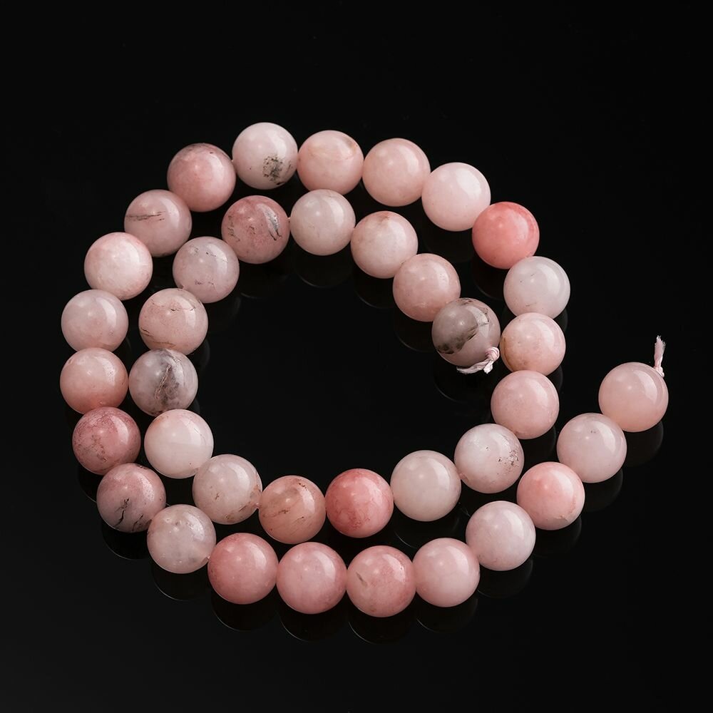 Розовый Опал 10.5 мм, бусины на нитке (около 39 шт) для создания украшений