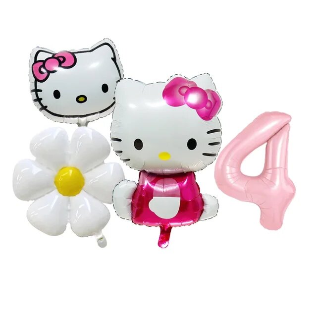 Набор воздушных шаров Hello Kitty в форме цифр, милые фольгированные шары с мультяшной кошечкой, идеально подходят для украшения дня рождения девочки и для детского праздника.