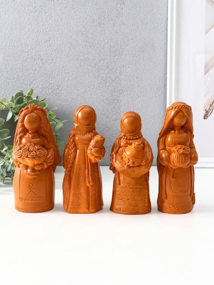 Сувенирная фигурка Хорошие сувениры "Берегини", обереги, 4 шт, 13, 14 см, красная глина