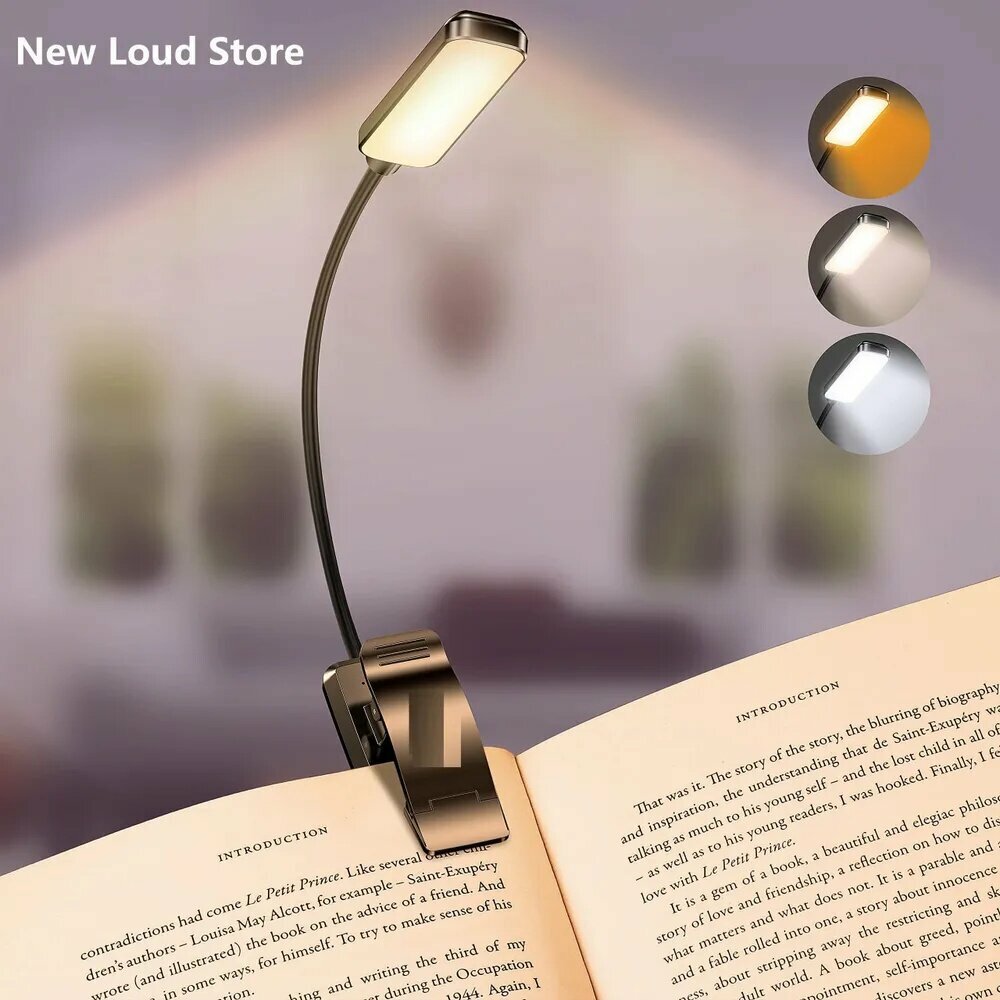 Лампа для чтения на прищепке, Фонарик для чтения книги, 9 Led, USB-светильник,