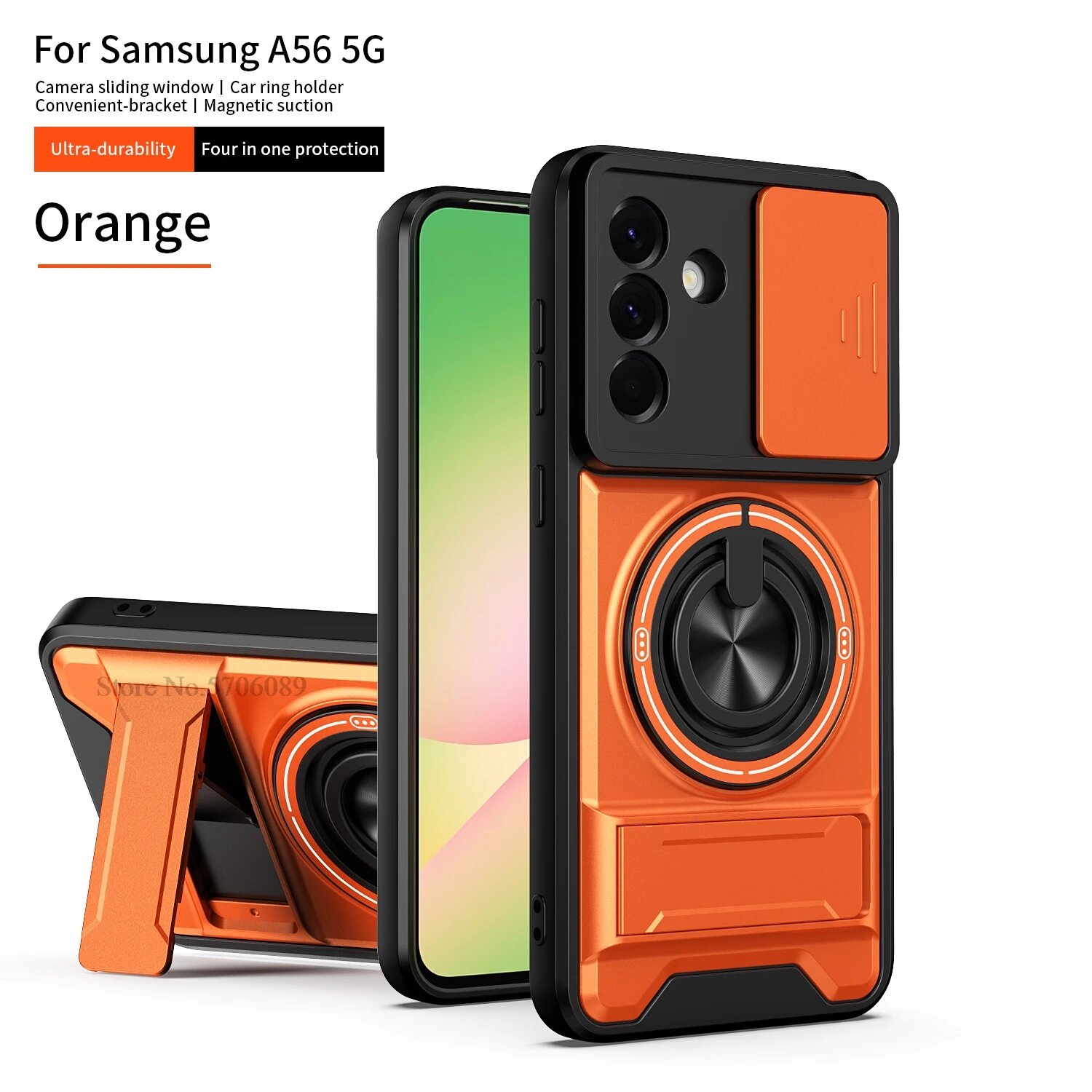 Оранжевый чехол для Samsung Galaxy A56 5G с кольцом