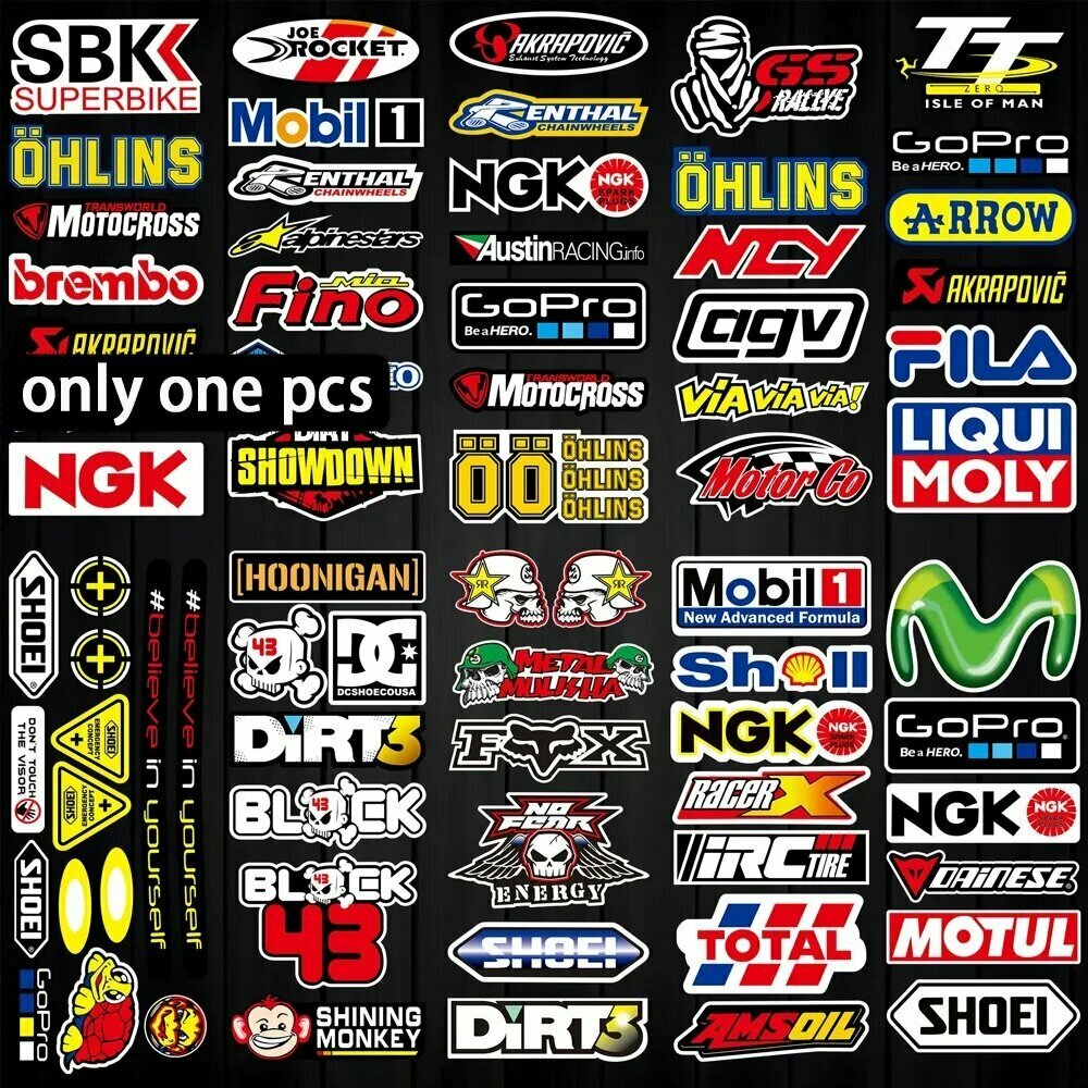 Наклейки для мотоциклов, светоотражающие и водонепроницаемые Toyota Honda Yamaha Suzuki Kawasaki KTM Ducati, Monster Ohlins NGK SBK MOTUL SHOEL