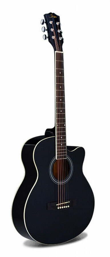 Smiger GA-H10-BK 6-струнная акустическая гитара с вырезом, размер 40", корпус липа, гриф махагон, цвет черный