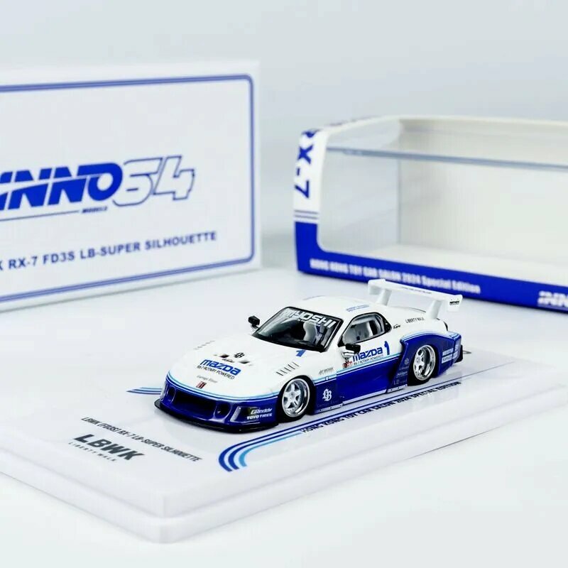INNO 1:64 Mazda RX7 FD3S LB-SUPER LBWK HK Show 2024 Легковая модель автомобиля