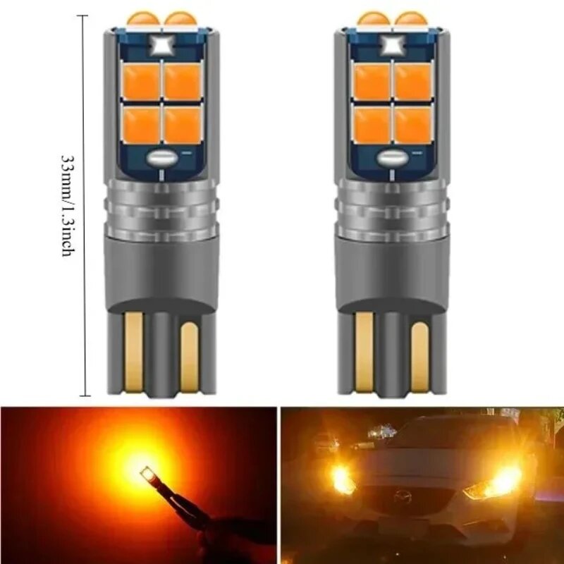2 шт. T10 W5W светодиодные 921 168 192 3030 10SMD CANBUS автомобильные габаритные огни Желтый