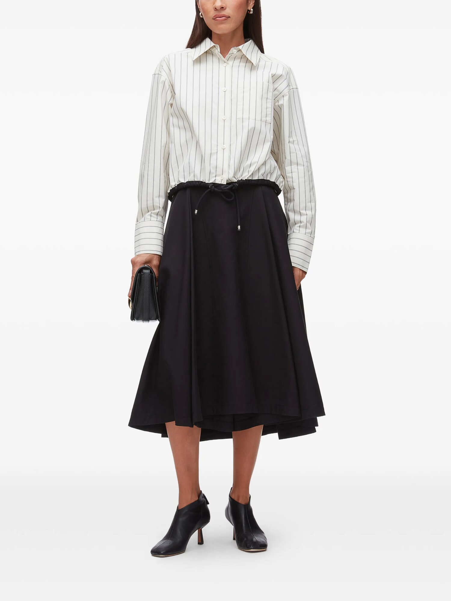 Рубашка 3.1 Phillip Lim Striped cropped shirt, размер 0, черный — фото 1