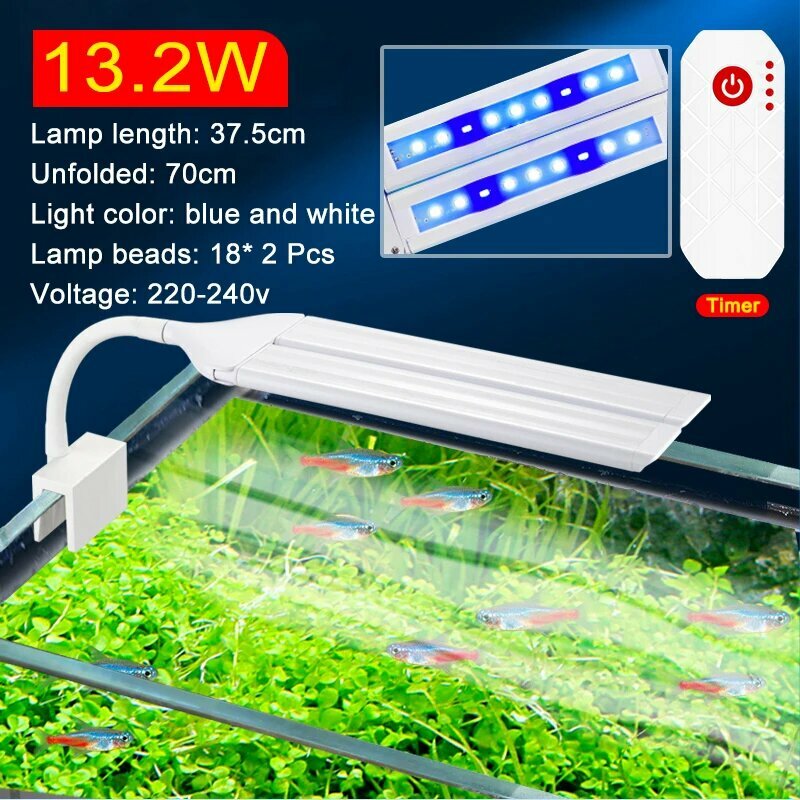 Светодиодная лампа для аквариума TUNFAN 13.2W, blue white, timer
