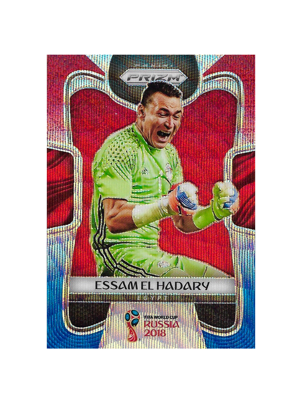 Коллекционная карточка Panini Prizm FIFA World Cup Russia 2018: #58 Essam El Hadary - Red Blue Wave