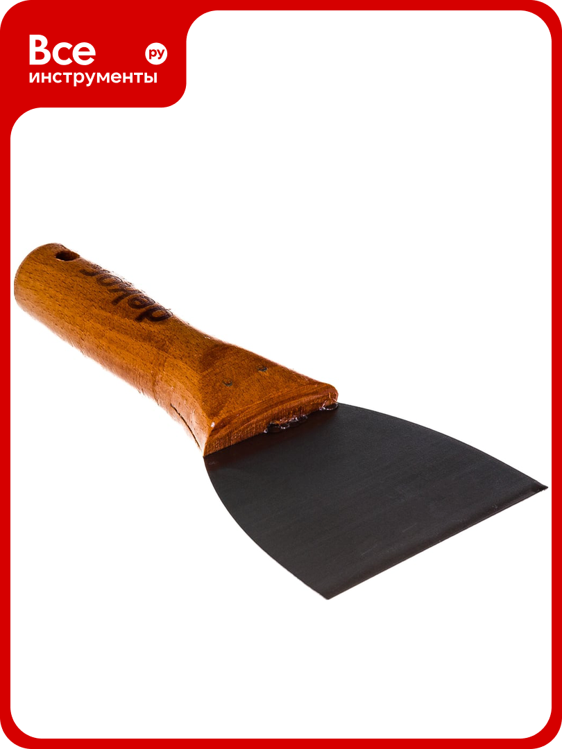Малярный шпатель DEKOR 100 мм с пружинной сталью лезвия, деревянной рукоятью, без зубцов инструмент для нанесения краски