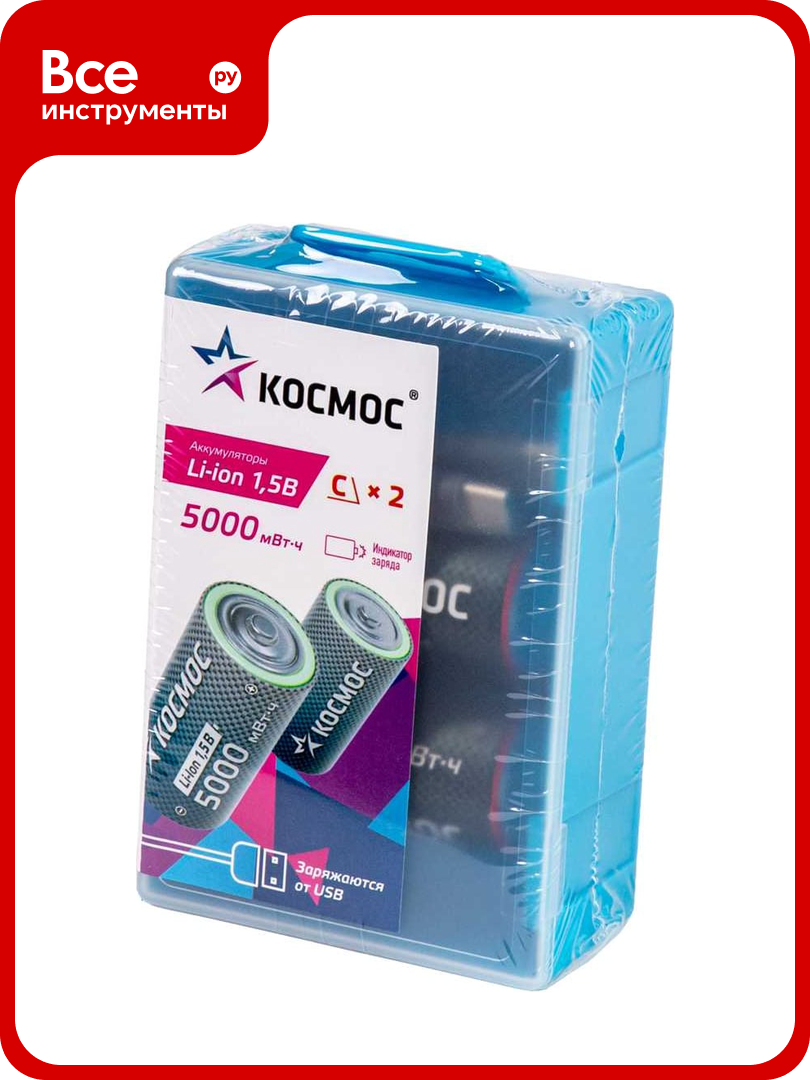 Аккумулятор космос C Li‑ion 3300 мАч 2 шт KOCR14Li5000mWh2B, контроллер защиты, разъём type‑C, циклическая стабильность