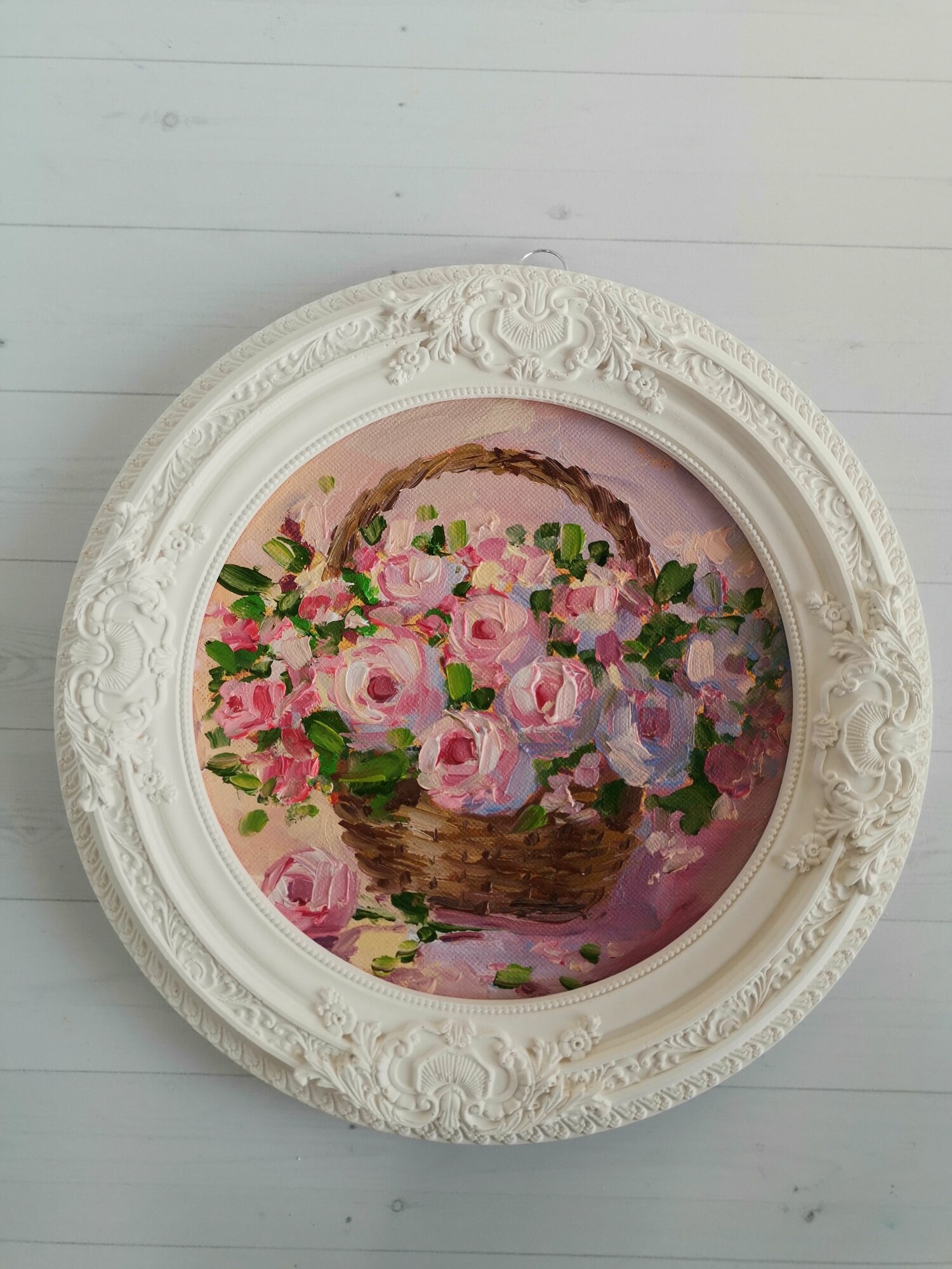 Картина маслом БрусникаАрт круглая Цветы