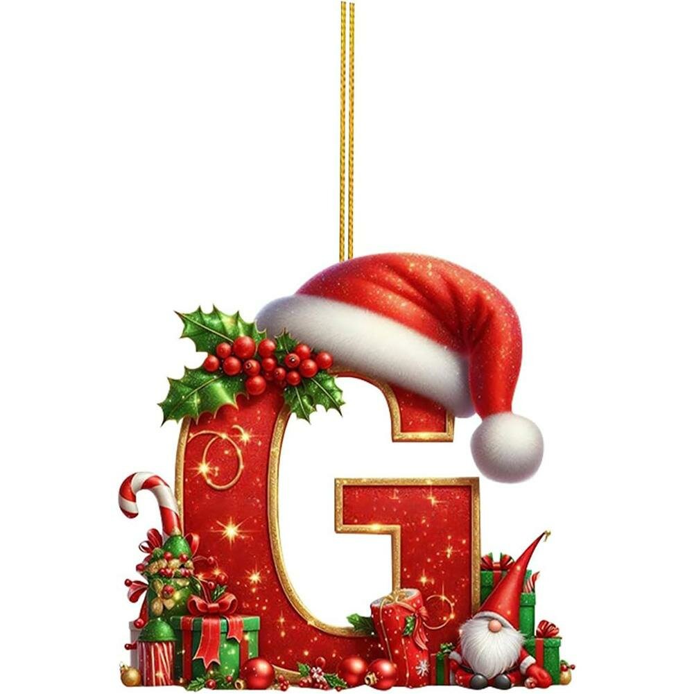 26 рождественских украшений в виде букв, 3-дюймовые подвески-буквы для шляпы для украшения елки, рождественские алфавитные подвесные украшения для подарков на рождественскую вечеринку.