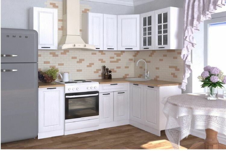 Кухонный угловой гарнитур Белый Вегас, 1400х1600 мм (арт. 2)