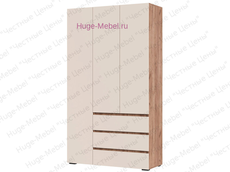 Шкаф 3-х створчатый "Хелен ШК-06" кашемир Huge Mebel . Ширина 1200 Высота 2080. Шкафы распашные