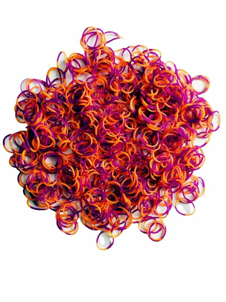 Резиночки для плетения оранжевые с фиолетовым 600 шт