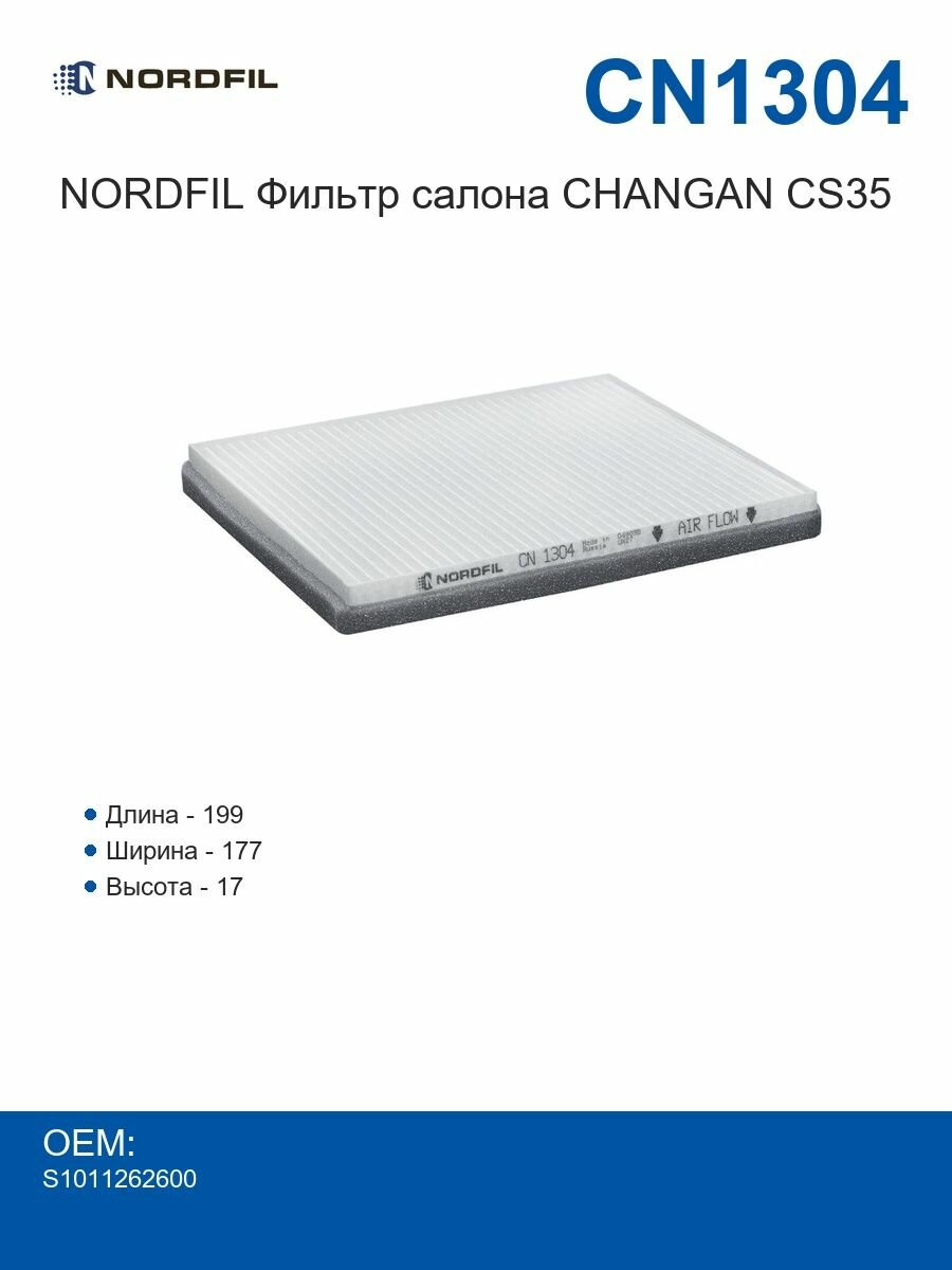 NORDFIL Фильтр салона CHANGAN CS35