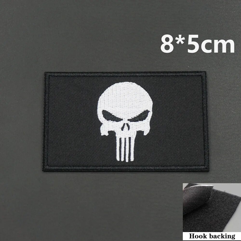 Патч "Каратель" черный, 8*5 см, E13 Hook backing