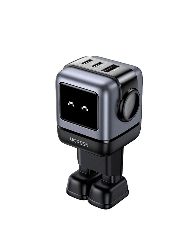 UGREEN Сетевое зарядное устройство UGREEN CD361 (25685B) UNO 65W USB-A+2*USB-C Robot GaN Tech Fast Charger EU в виде робота серый