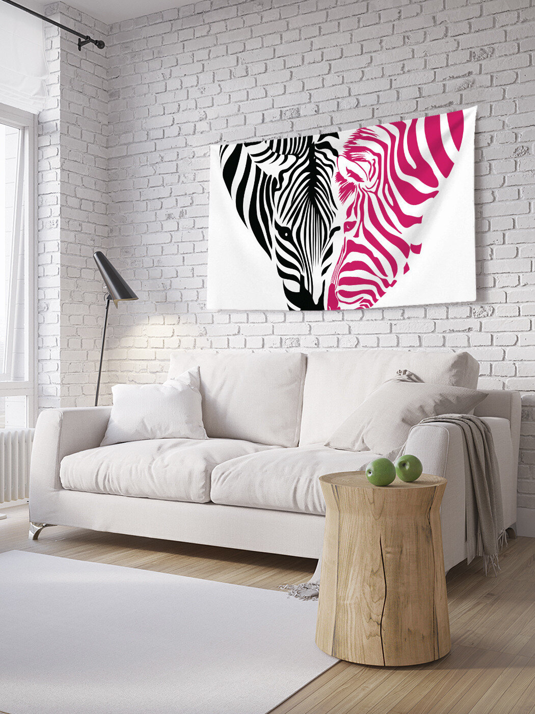 Горизонтальное фотопанно на стену "Две зебры", 150x200 см