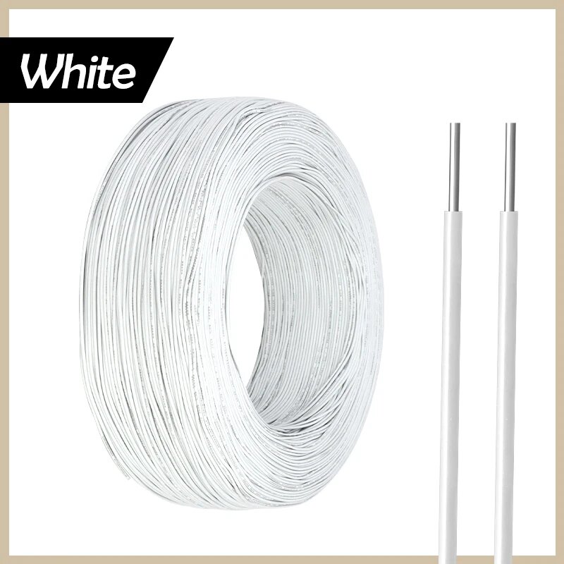 UL1007 одножильный медный кабель 26-14 AWG 26AWG, White, 20 Meters