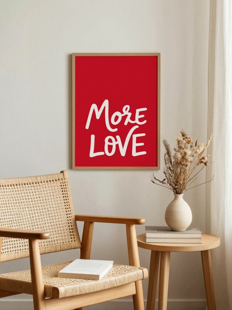Постер на стену 30х40 More Love, без рамы, красный плакат Больше любви