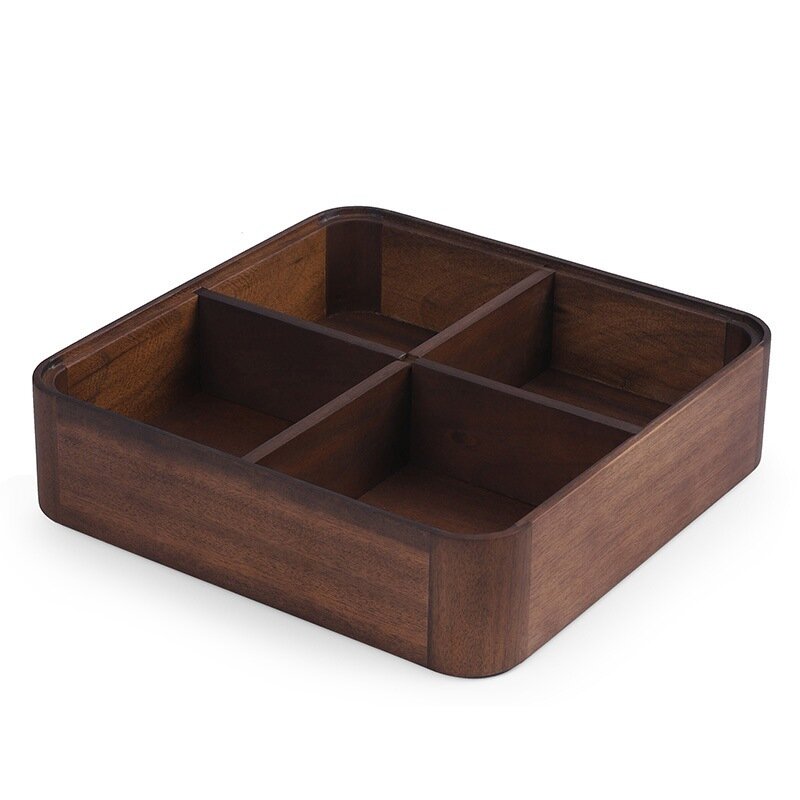 Ореховое дерево Олень (Дорога) С вами Складная крытая тарелка для закусок, семян дыни, фруктов, набор для чая в гостиной, коробка для хранения, коробка для сухофруктов