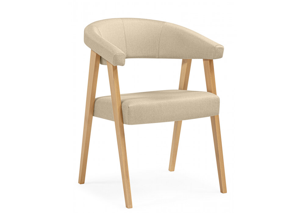 Стул деревянный Невада 2 woodville бежевый, ткань и дерево, мягкое сиденье, с подлокотниками