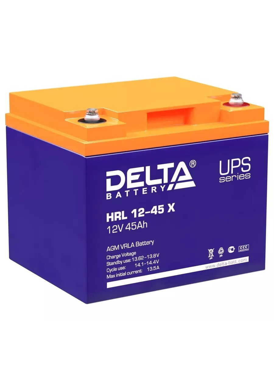 Аккумулятор DELTA HRL12-45 X 12V 45Ач А 197x165x170 обр. пол.