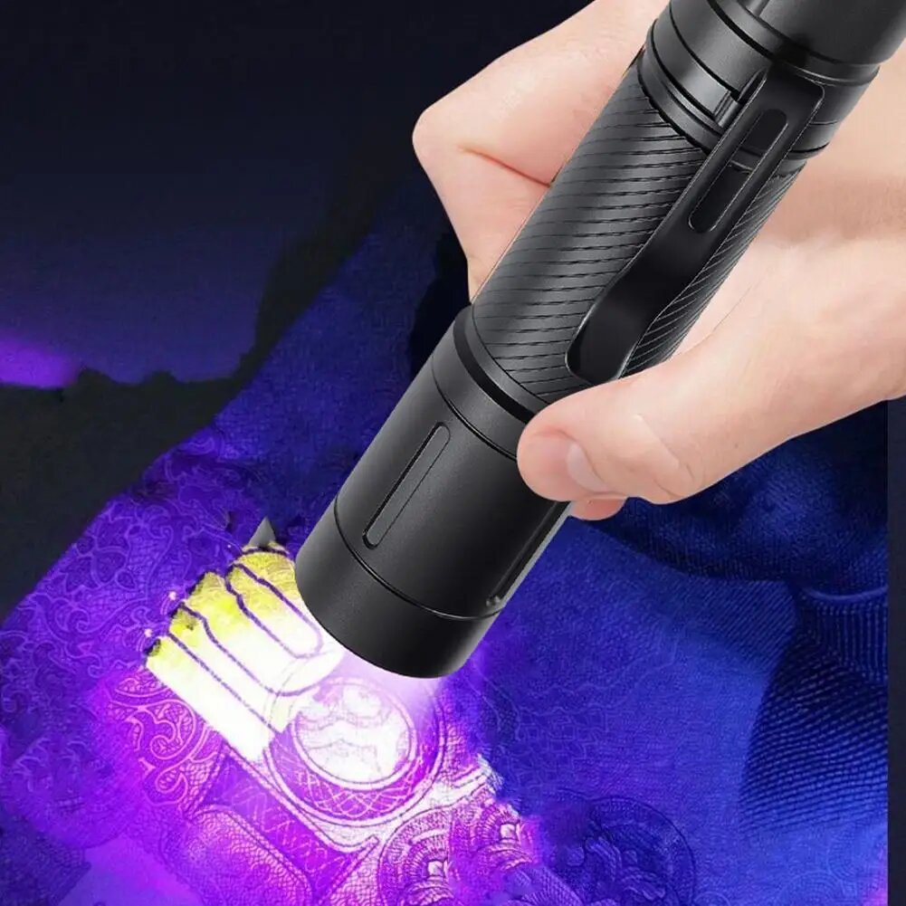 Портативный USB перезаряжаемый УФ-фонарик 365 нм черный