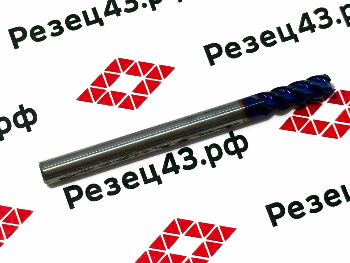 Концевая фреза с закруглённым углом режущей кромки R0.5 D4-D4-50 4Z, сталь (HRC65)