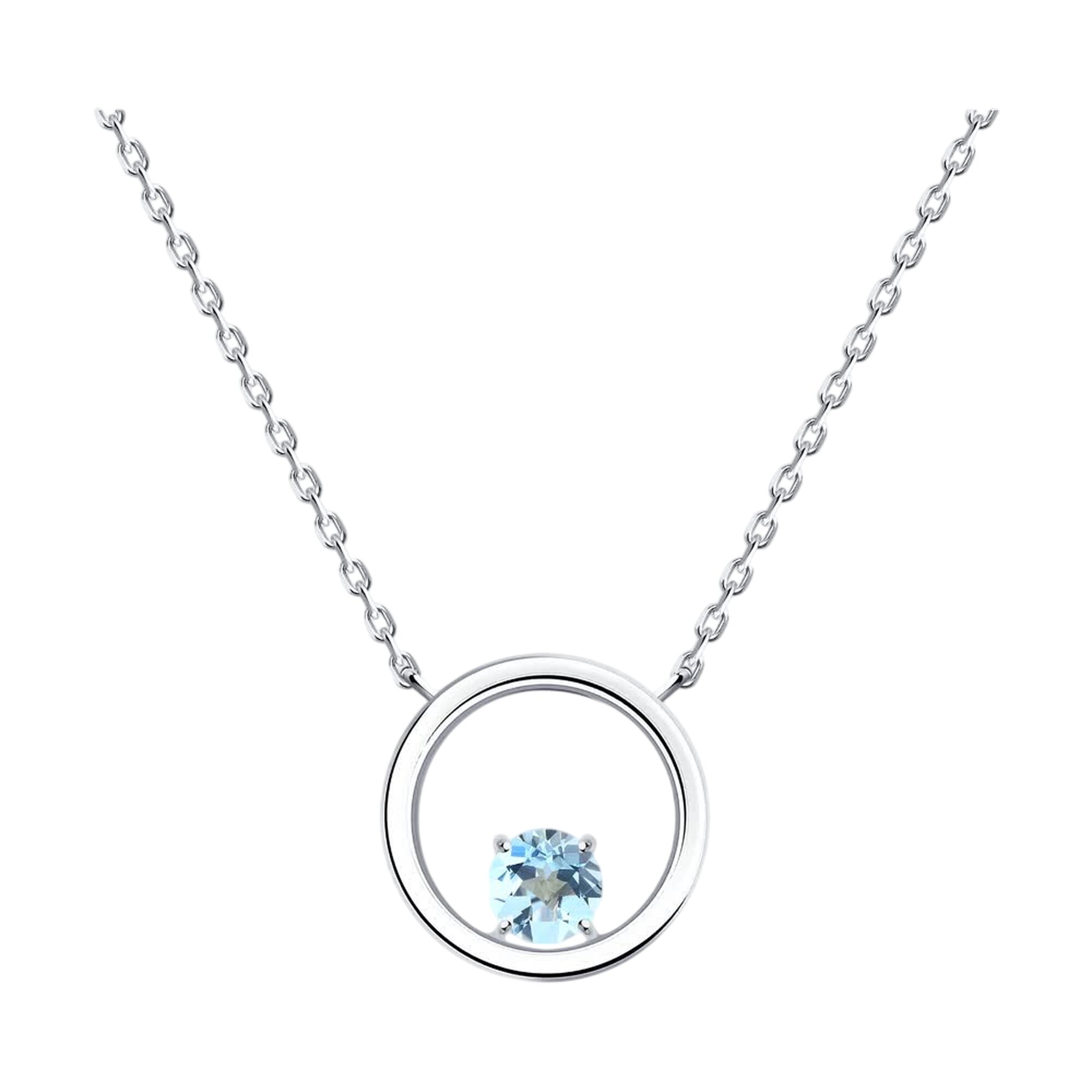 Колье, серебро, 925 проба, родирование, топаз