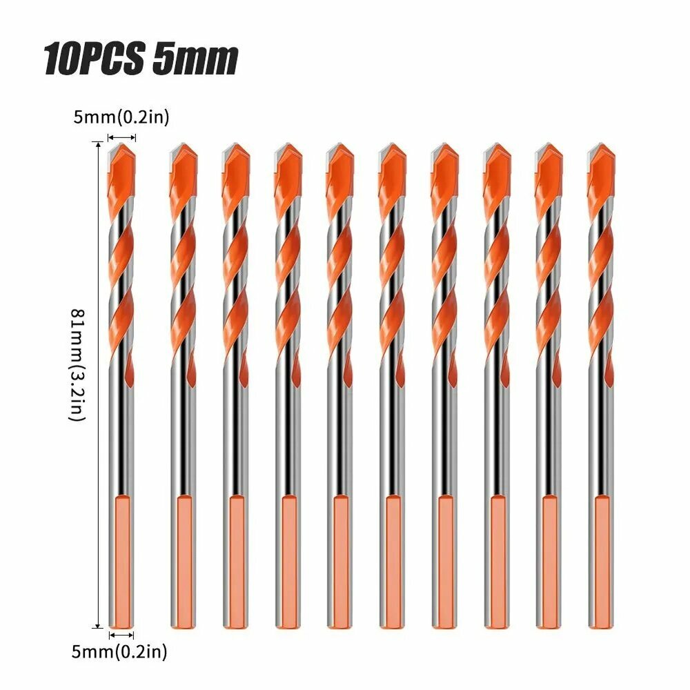 Набор свёрл 5мм 10 шт по стеклу , керамике , плитке Сверла для керамогранита и мрамора