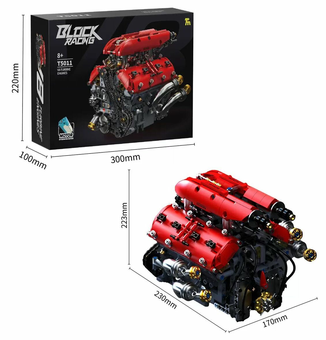 Электрический конструктор Двигатель V8 для спортивного автомобиля, сборная действующая модель в подарок