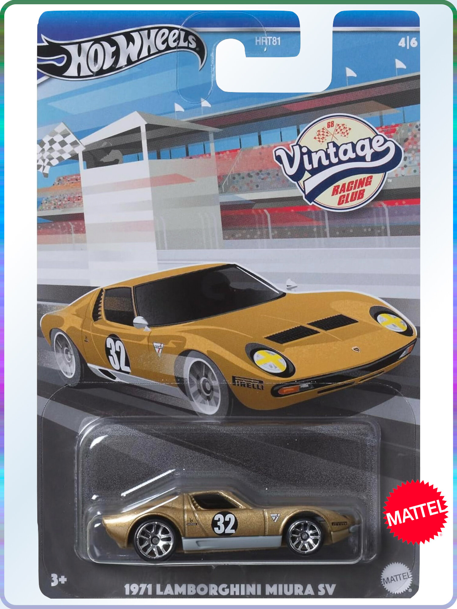 Hot Wheels 1971 LAMBORGHINI MIURA SV серия Vintage Racing Club 4/6 Mattel Themed Assortment HRV03