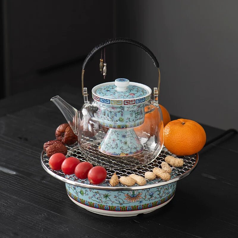 Электрическая керамическая плита, чайник, чайная плита, чайник вокруг плиты, классическая эмалированная цветная