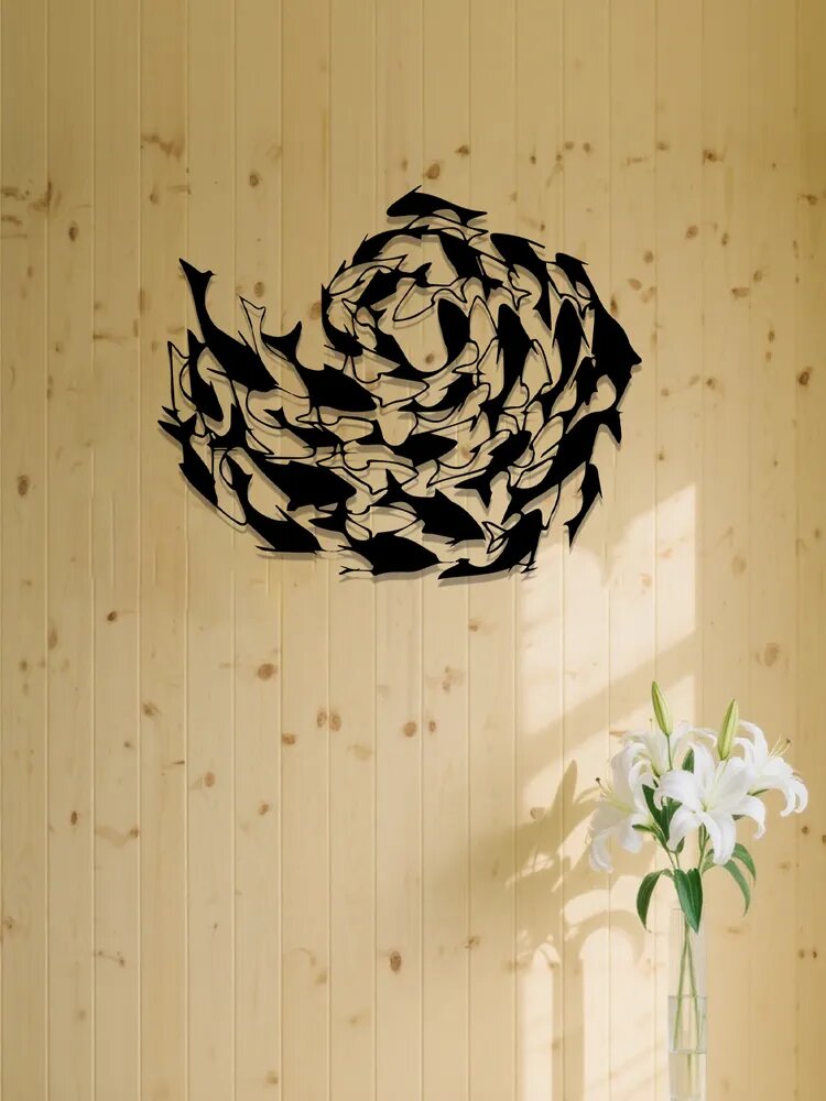 Металлический настенный декор с стайкой рыб, скульптурный мурал в форме рыб: для стен яхт-клуба, морского декора в рождественский сезон, идеальный подарок на свадьбу для любителей рыбалки.