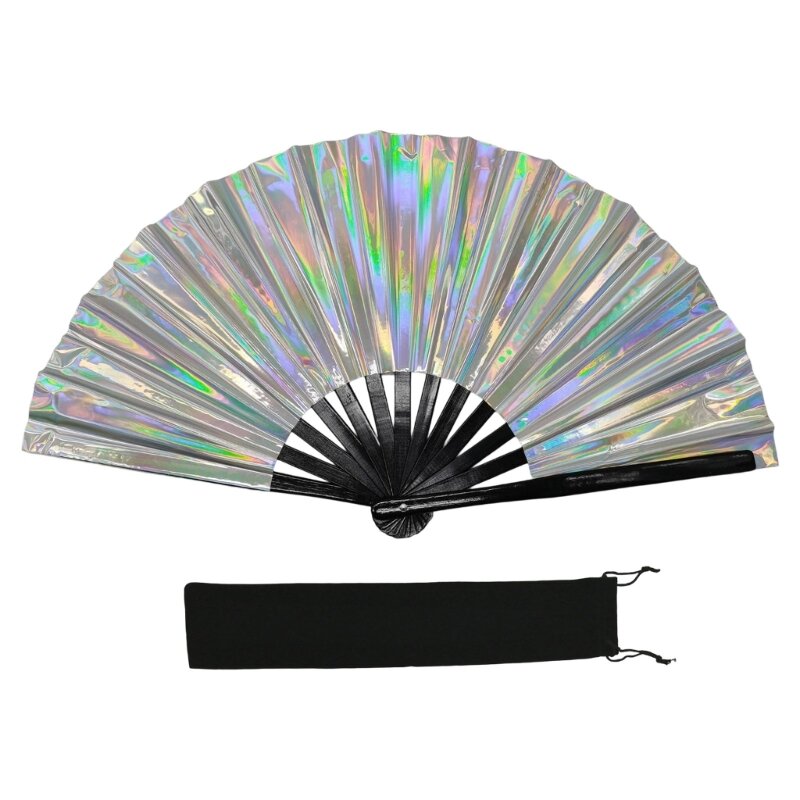 Reflective Shimmering Multicolor Folding Handheld Fan for Dance and Fitness Activity Comfortable Grip and Easy to Use