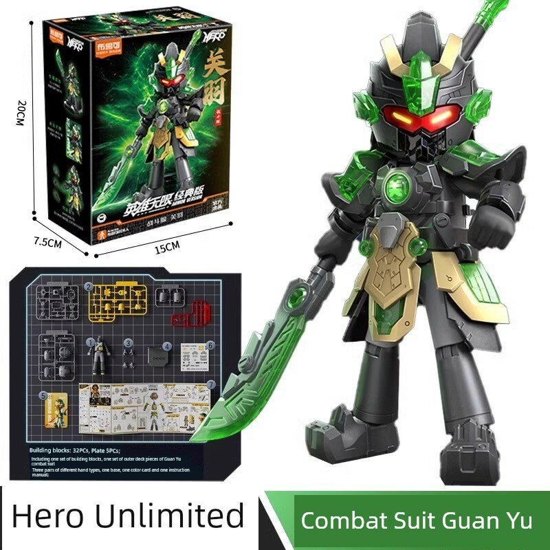 Оригинальные конструкторы Brooke Building Blocks Heroes Unlimited: фигурки Нэчжа, Сунь Укун, Лу Бу — модель-игрушка,