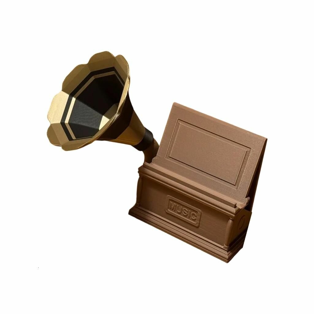 Подставка под внешний динамик и телефон в стиле граммофона, Коричневый